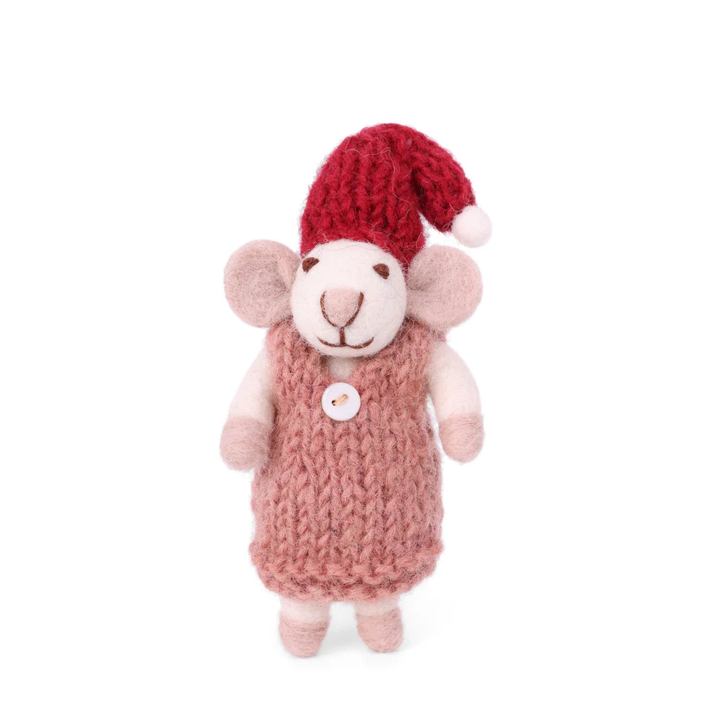 Felt Mouse Dusty Red Dress – Wander + Laze